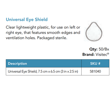 Visitec 581040 Universal Eye Shield, 7.5 cm x 6.5 cm (3 in x 2.5 in