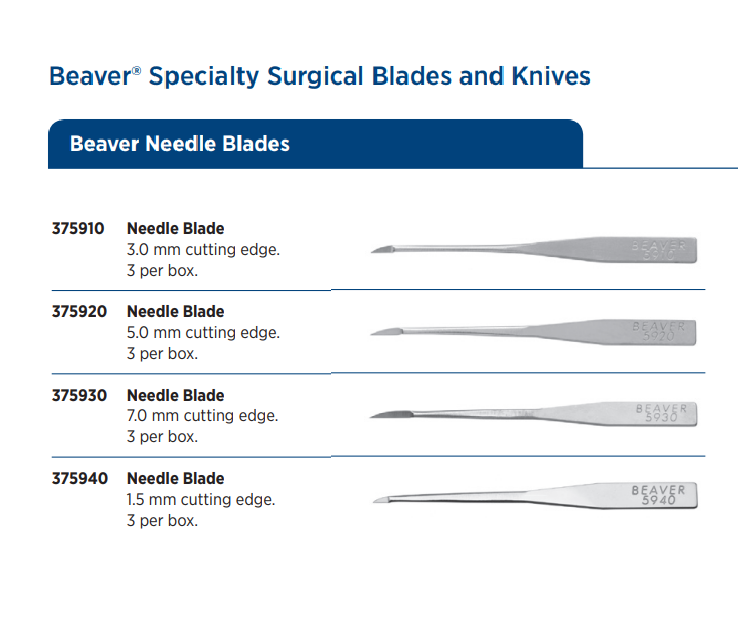 Visitec 375910 Beaver® Specialty Surgical Blades, Needle Blade 3.0 mm ...