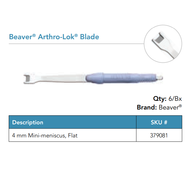 Visitec 379081 Beaver® Arthro-Lok® Blade, 4 mm mini-meniscus, Flat