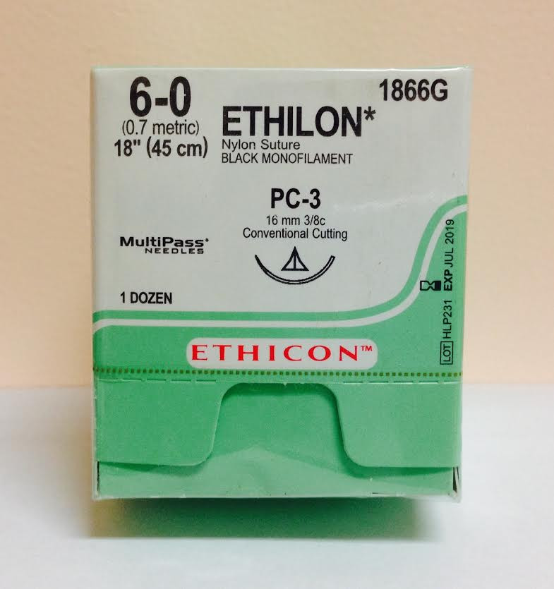 Ethicon 1866G ETHILON Suture, Precision Cosmetic - Conventional Cutting ...