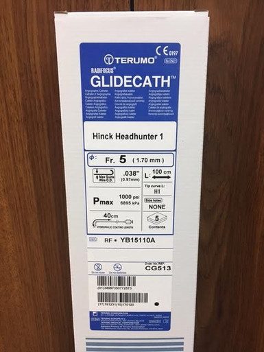 CG513 5 Fr. Glidecath 100 cm long, Hinck Headhunter 1 (H1) tip shape, 0 ...