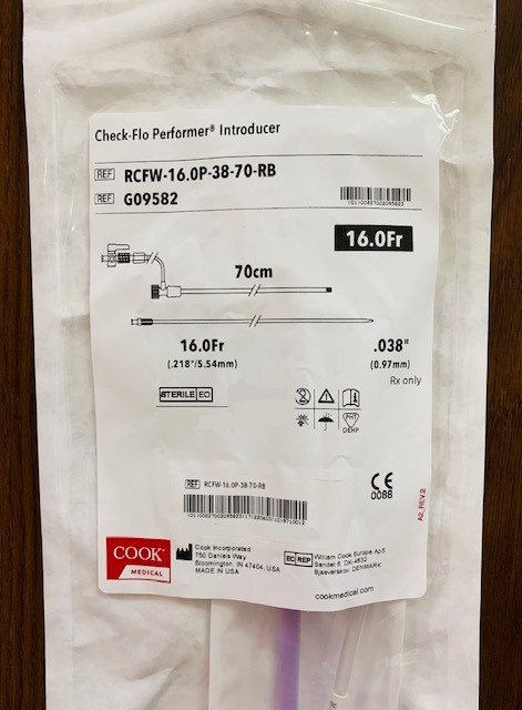 Cook G09582 Performer Introducer RCFW-16.0P-38-70-RB 16Fr , ID 5.3mm ...