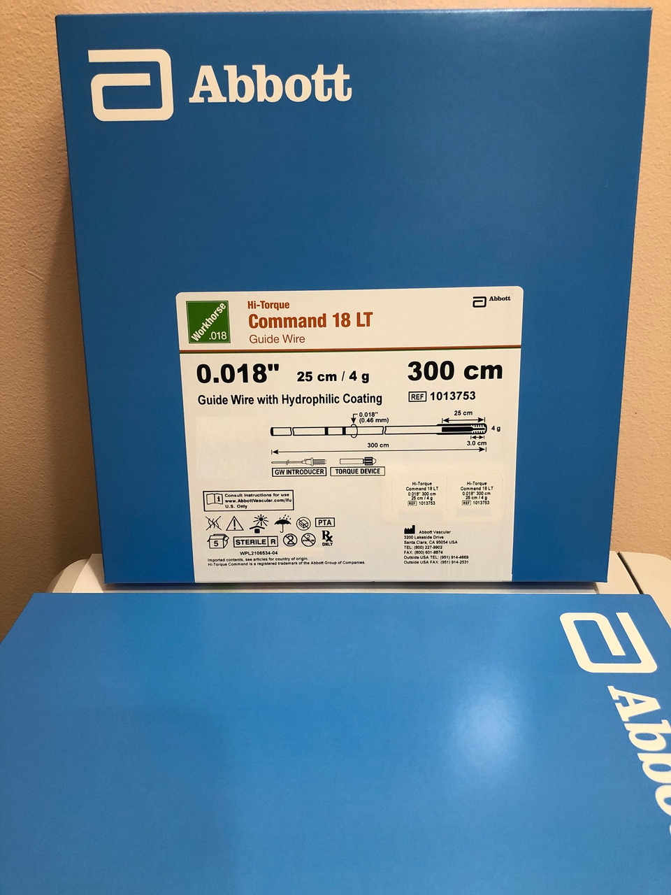 Abbott, 1013753, Hi-Torque Command, 18 LT Guide Wire .018 x 300 cm, Box ...