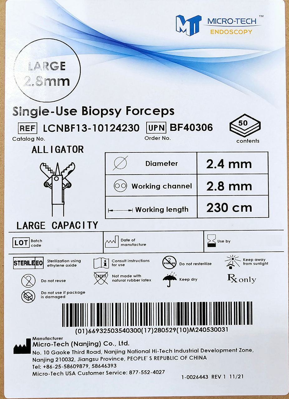 Micro-Tech BF40306 Rite Bite Twin-Wire Biopsy Forceps Endoscopy, Large ...