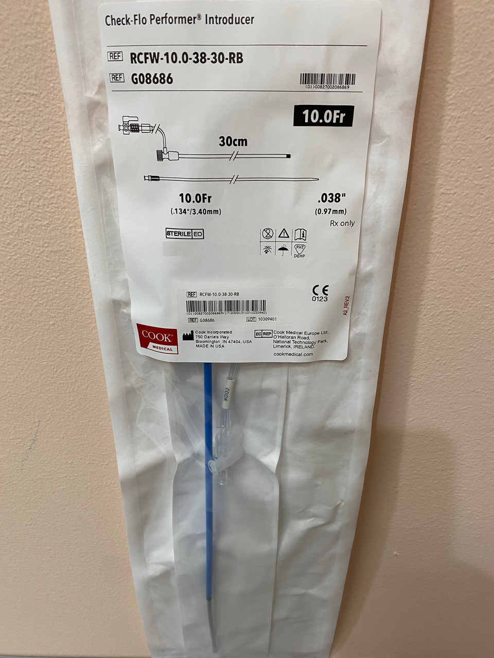 COOK, G08686, Performer, Check-Flo, RCFW-10.0-38-30-RB, Introducer ...