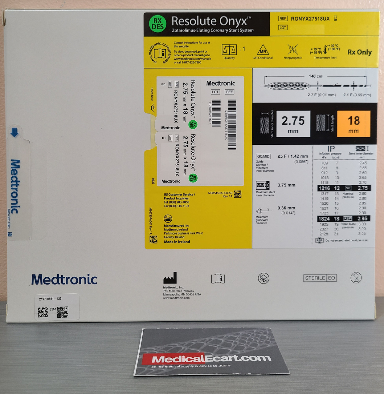 RONYX27518UX Resolute Onyx Drug-Eluting Stent 2.75m x 18mm