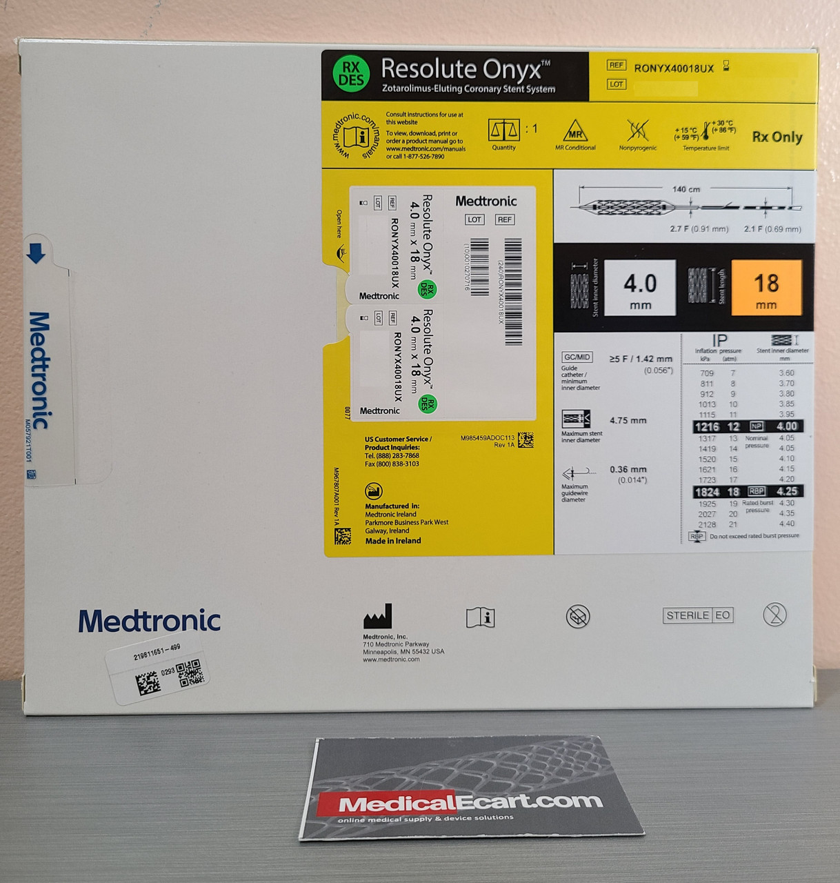 Medtronic Ronyx40018ux Resolute Onyx Drug Eluting Stent 40mm X 18mm