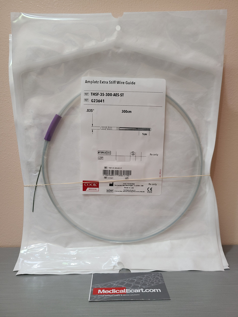 Cook G23641 Amplatz Extra-Stiff Straight Wire Guide .035" , 300cm x 7cm ...