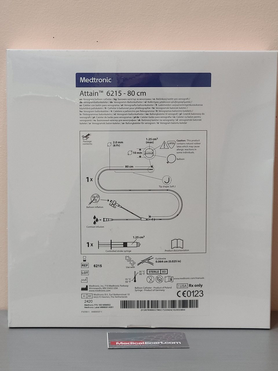 Medtronic 6215 Attain™ Venogram Balloon Catheter 6Fr x 10mm, Length 80cm.