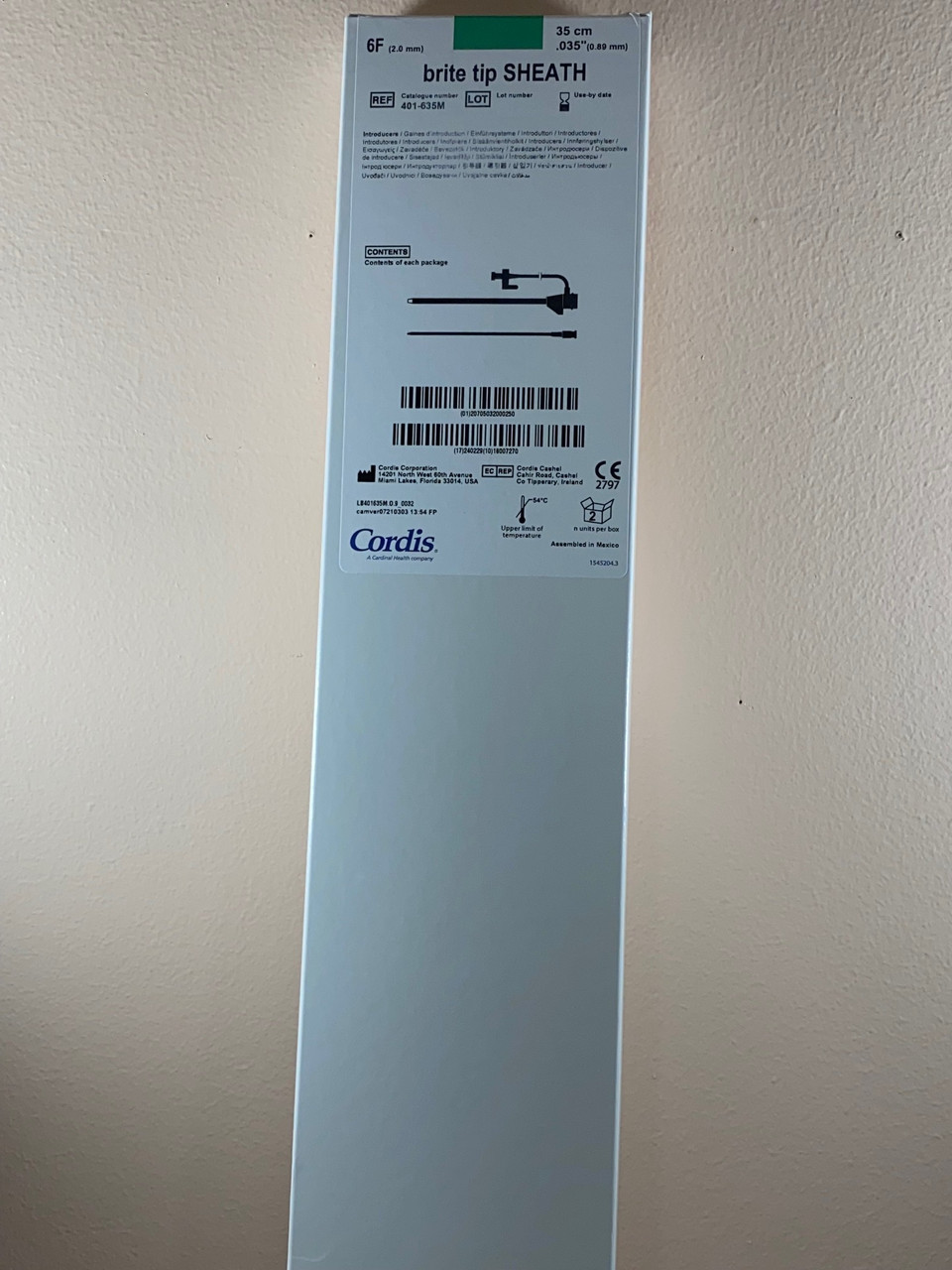 Cordis 401-635M BRITE TIP® 401635M Catheter Sheath Introducer
