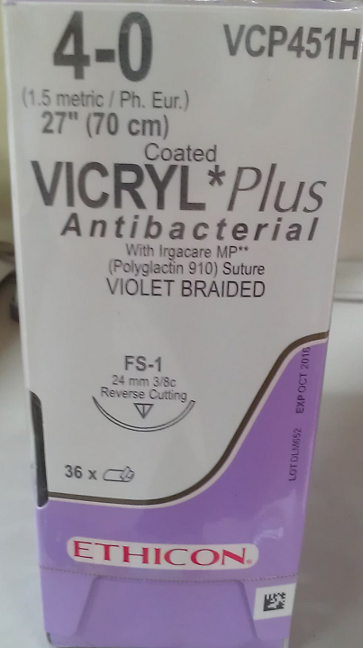 Ethicon VCP451H COATED VICRYL® Plus Antibacterial (polyglactin 910) Suture