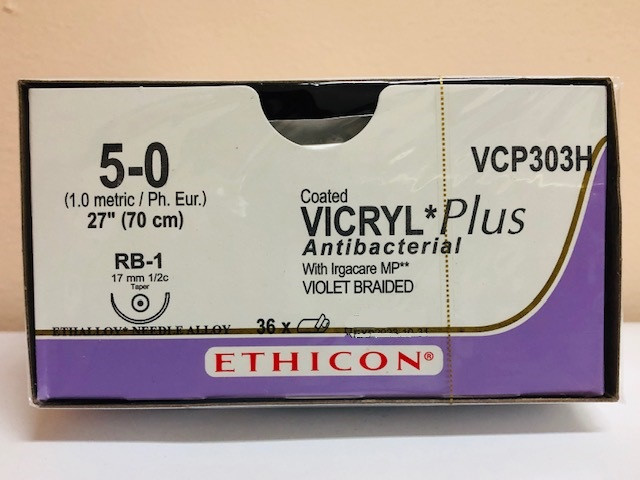 Ethicon, VCP303H, Coated, VICRYL, Plus, Suture, Absorbable, Taper, Point, RB-1, 17mm, 1/2 ...