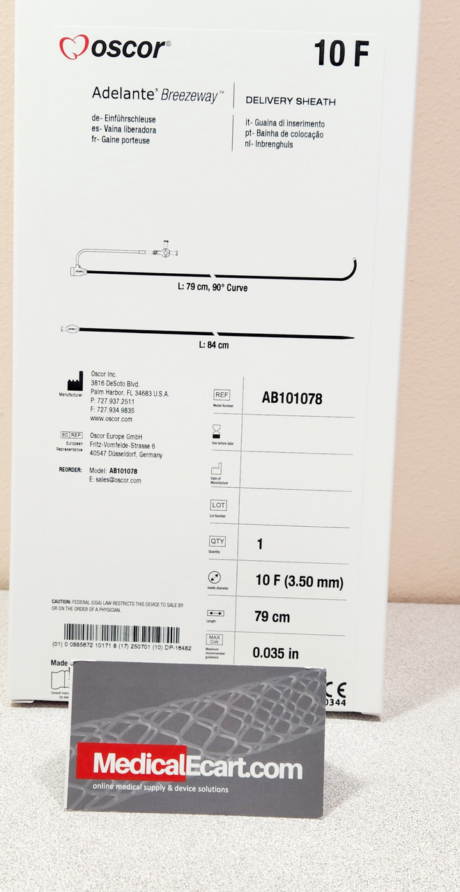 AB101078 Oscor Adelante® Breezeway® Delivery Sheath Fixed Curve Guiding ...