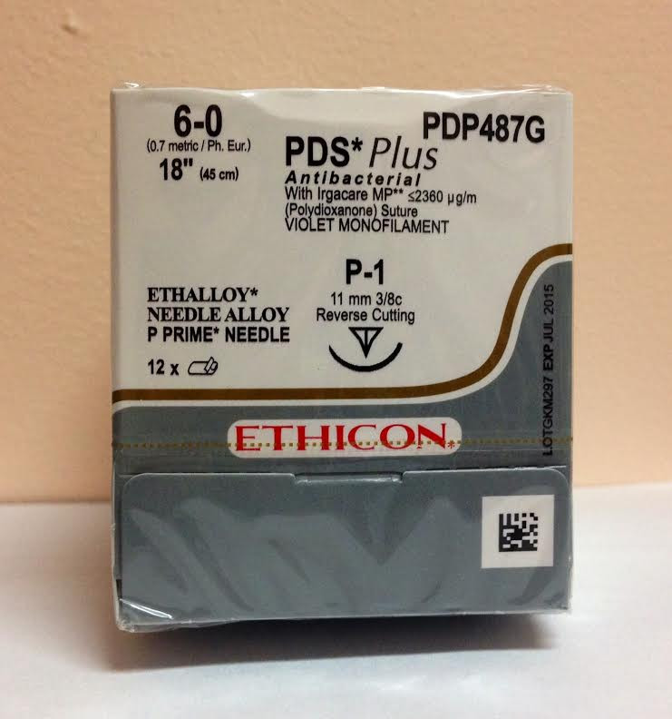 Ethicon PDP487G PDS Plus Suture, Precision Point - Reverse Cutting, Absorbable, P-1 11mm 3/8 ...