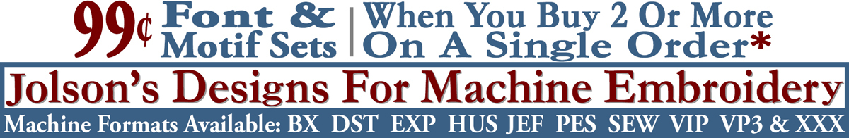 Jolson's Designs For Machine Embroidery