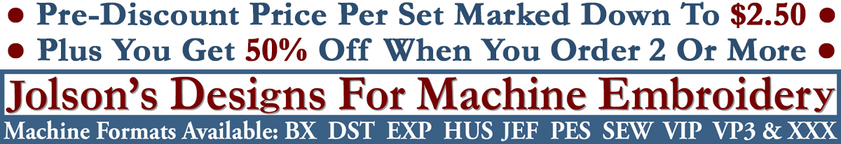 Jolson's Designs For Machine Embroidery