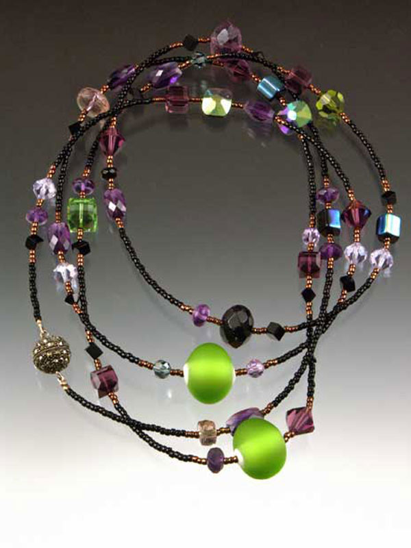 Amethyst Onyx Purple Green Venetian Glass Rope - Bess Heitner Jewelry ...