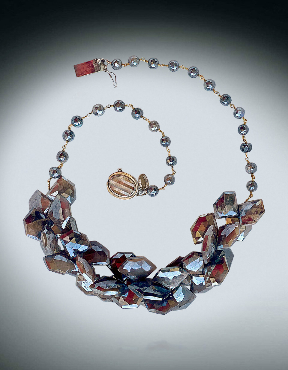 Mystic Metallic Silver Chocolate Moonstone Bib - Bess Heitner Jewelry ...