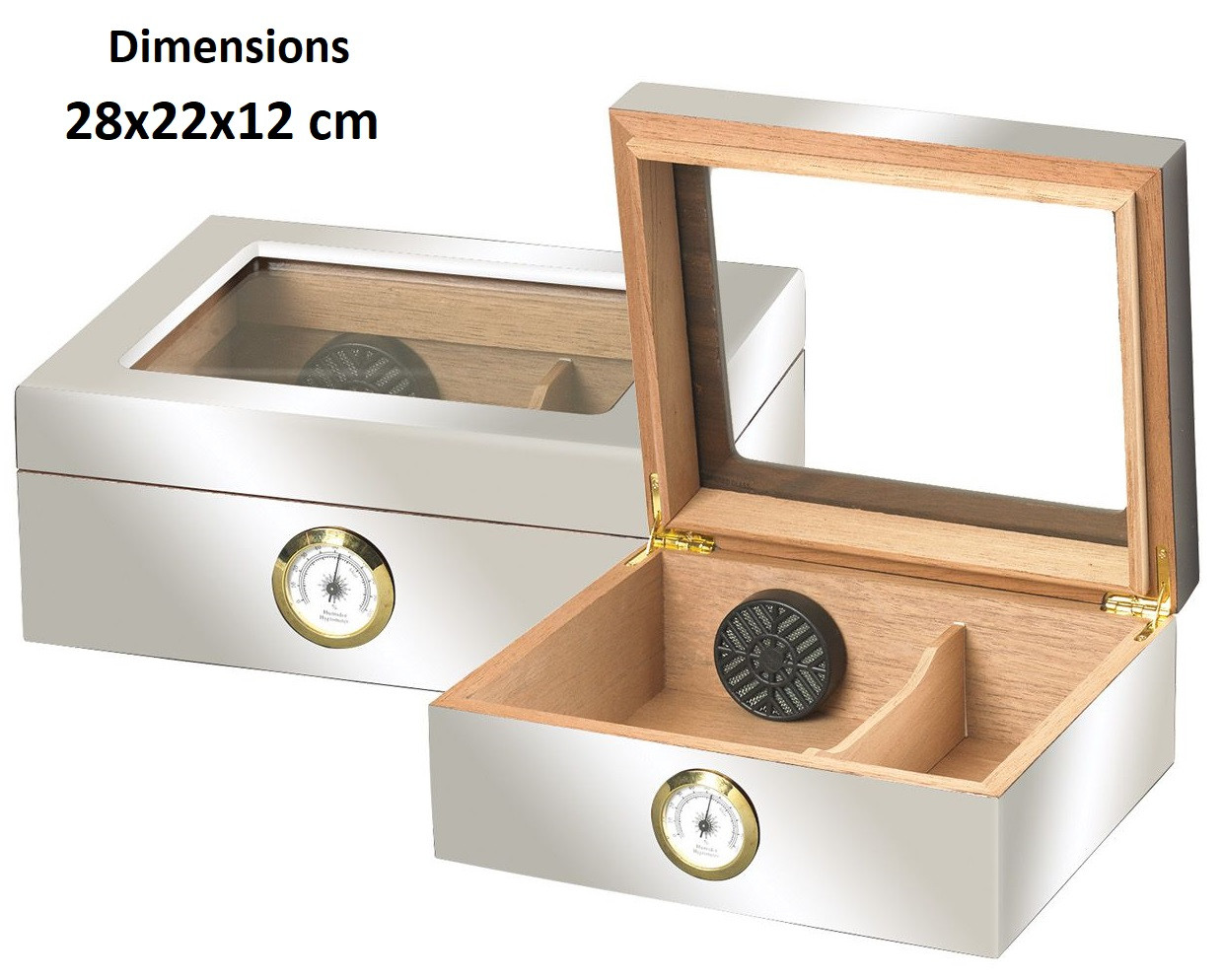 Capri Glasstop Highgloss Humidor - White - Cigar Hut