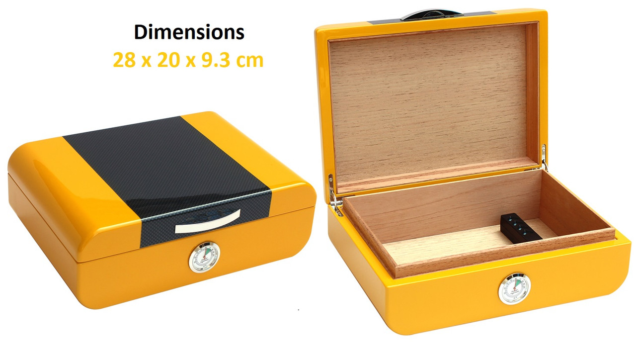 The Regency High Gloss humidor - Yellow & Black - Cigar Hut