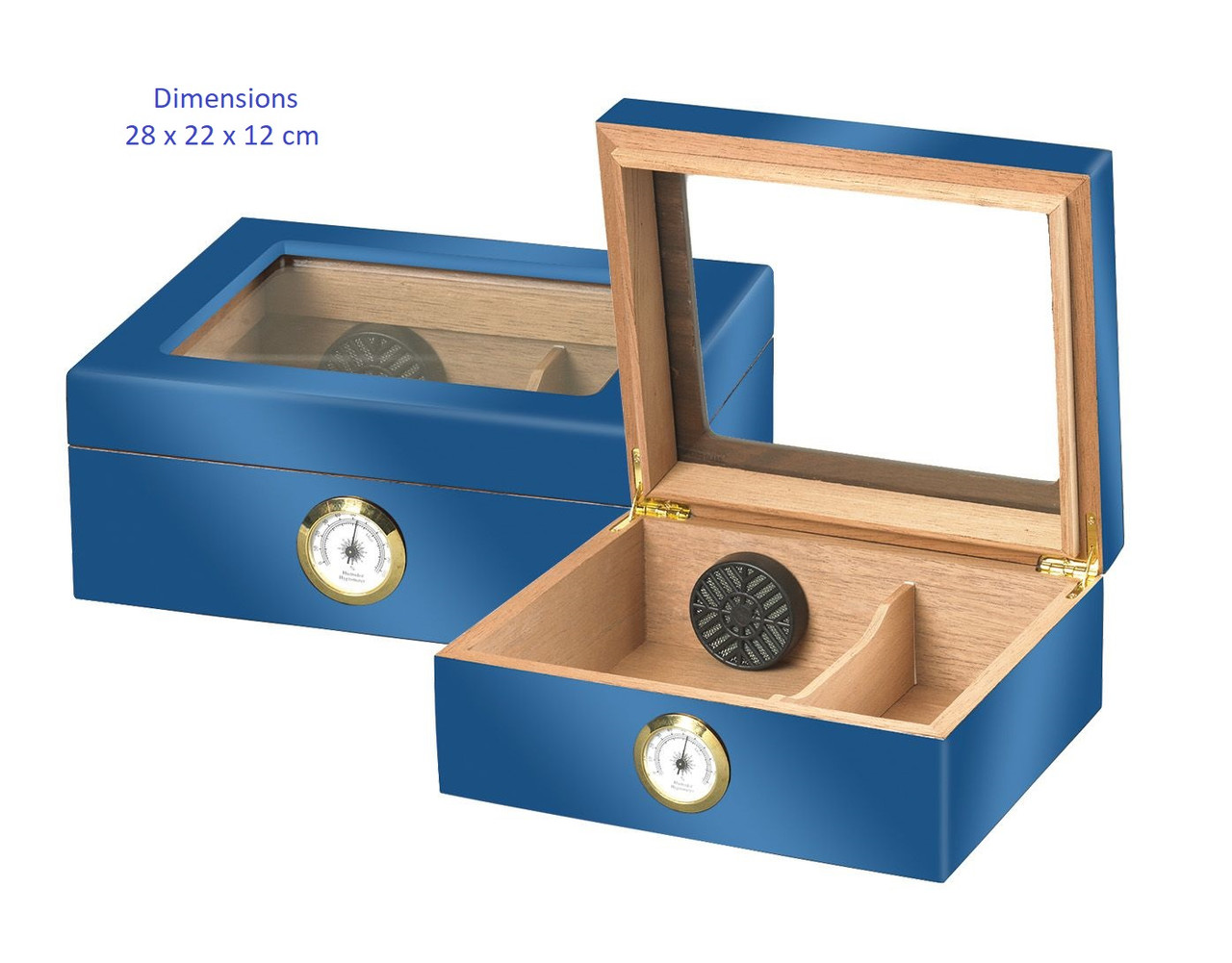 Capri Glass top Humidor -Blue - Cigar Hut