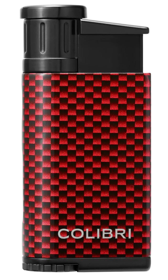 Colibri Evo Single Jet Lighter - Red Carbon Fibre - Cigar Hut