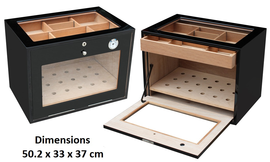 The Bally Glossy Cigar Cabinet - Black - Cigar Hut