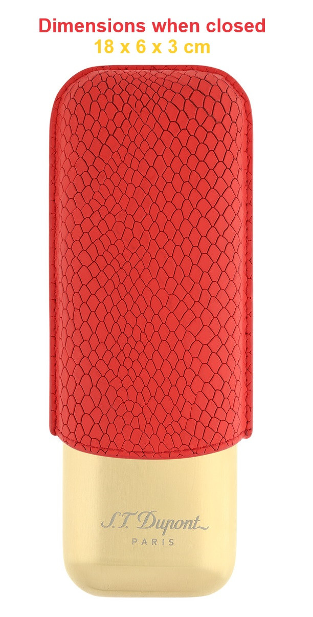 ST Dupont Two Cigar Case - Golden Dragon Red - Cigar Hut