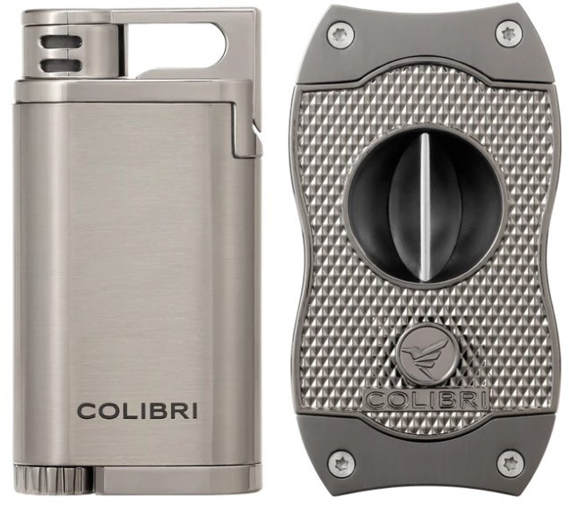 Colibri Belmont and Diamond V Cut Gift Set - Gunmetal - Cigar Hut