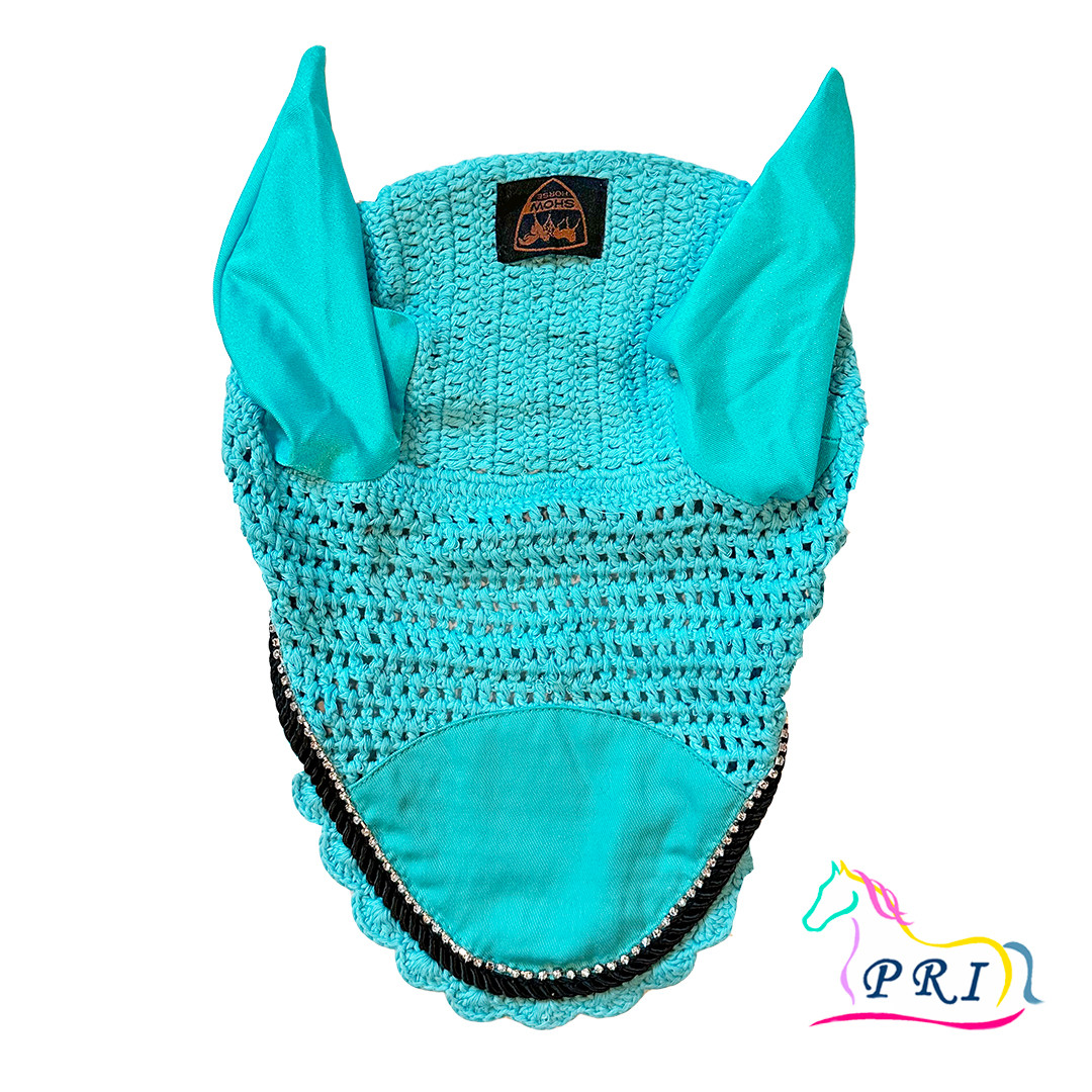 PRI Scalloped Pony Ear Nets With Piping & Rhinestones