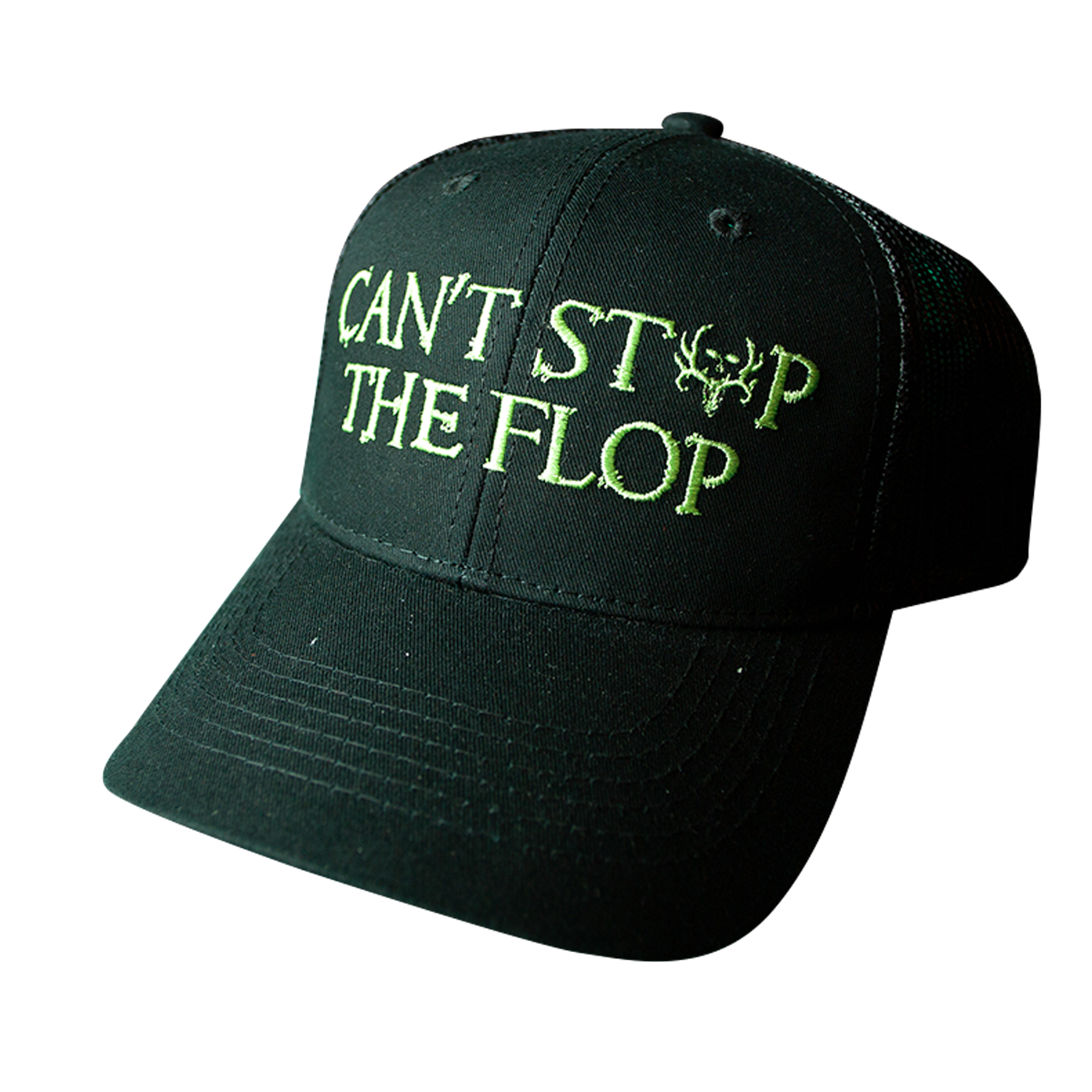 Can't Stop The Flop Black Mesh Back Cap - Bone Collector
