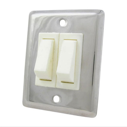 Light Switch - Double Switch, Stainless Steel (122398) | The Boat Warehouse