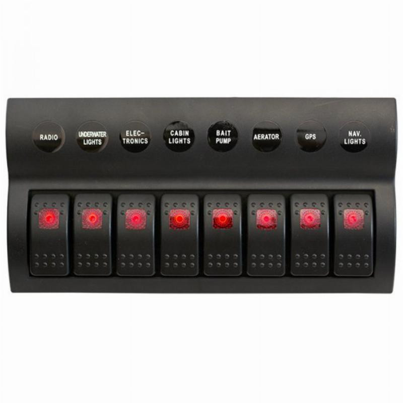 Viper Pro Series 8 Gang Switch Panel - On/Off (90027) | The Boat Warehouse