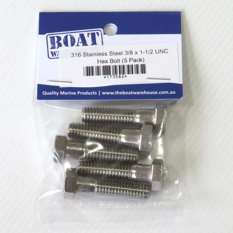 316 Stainless Steel Hex Bolt - 3/16" UNC Thread (BHC605012SPK10 ...