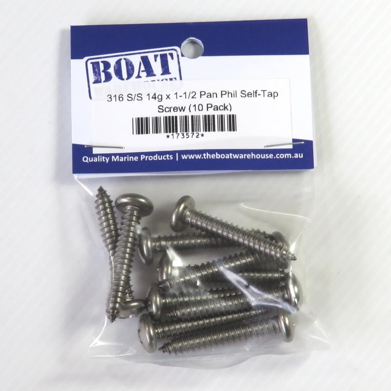 316 Stainless Steel Pan Philips Self-Tap Screws - 8g (SSTPN6G08012HPK25 ...