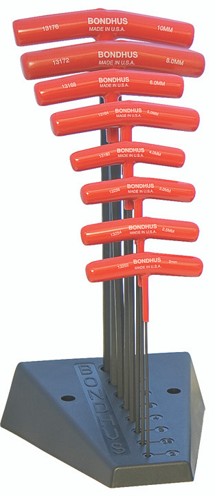 Bondhus 13189 Set of 8 Balldriver and Hex T handles with Stand sizes 2 10mm Canucktools