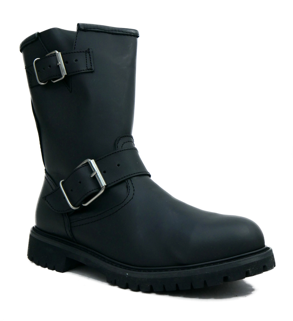 Interceptor Black Leather Engineer Steel Cap Toe Boots - Nuclear Waste