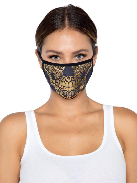 Gold Foil Skull Face Mask