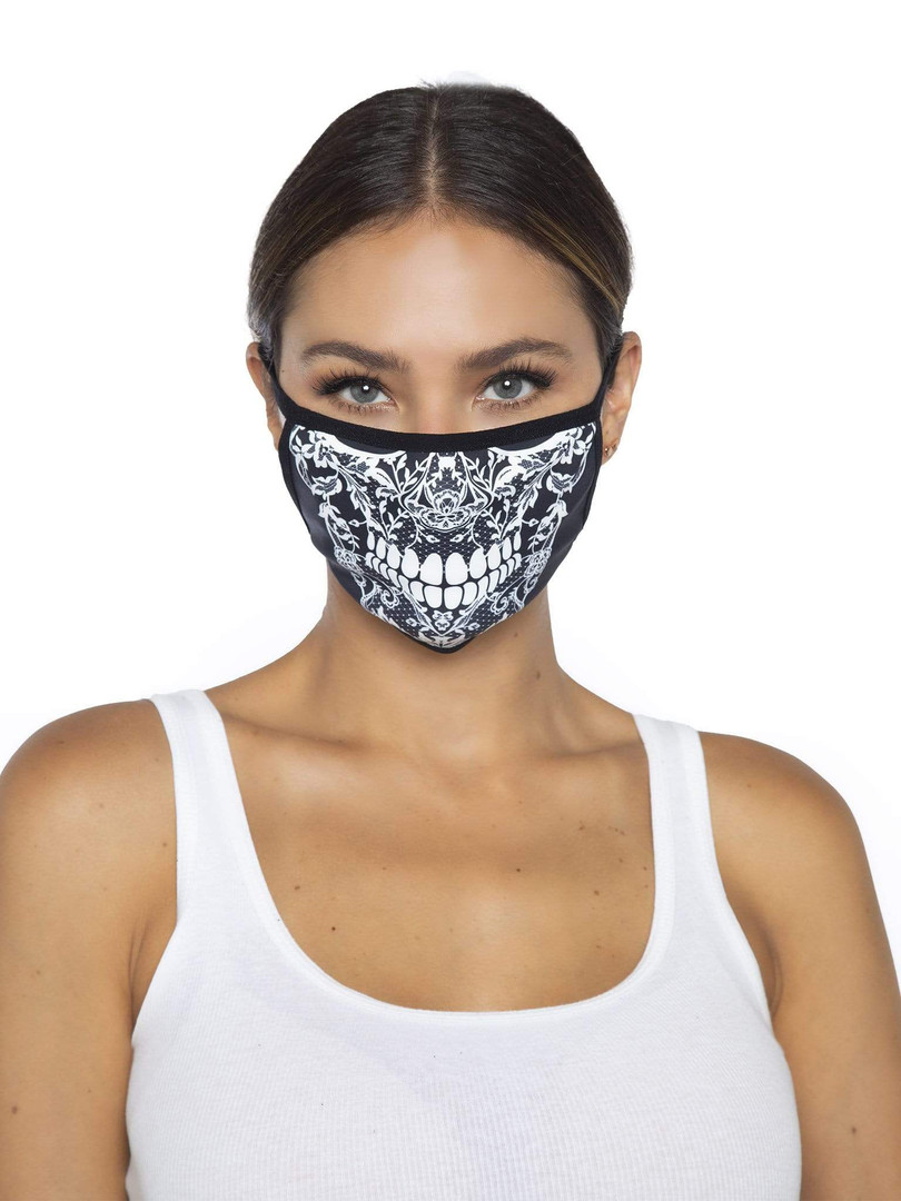 Lace Print Skull Face Mask