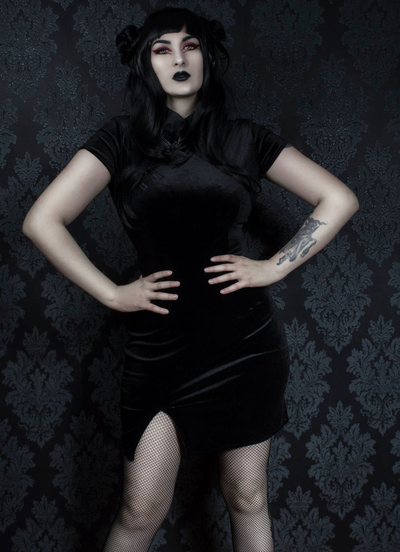 Black Velvet Japanese Style Goth Dress - Nuclear Waste