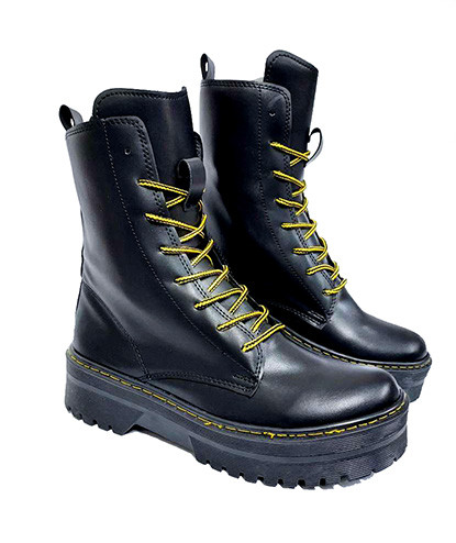 Shyna - Black Vegan 8i Platform Combat Boots - Nuclear Waste