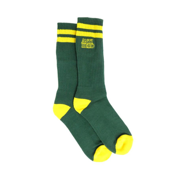 Anti-Hero Skateboards Dark Green/Yellow Hero Outline Socks - Nuclear Waste
