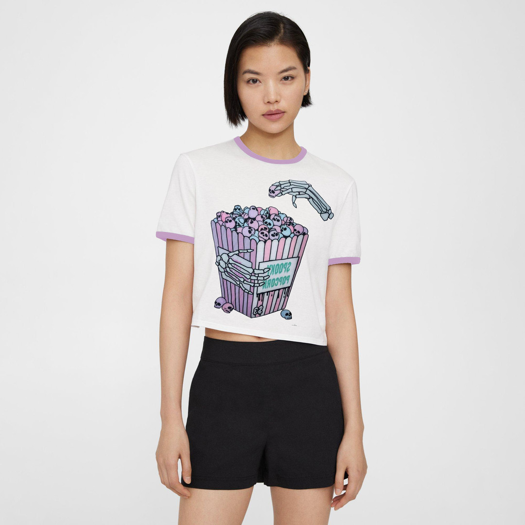 Skull Popcorn White Ringer Top - Nuclear Waste