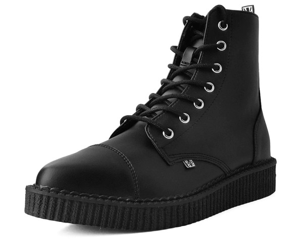A9636 Black Vegan Pointed Lace Up Combat Boots - Nuclear Waste