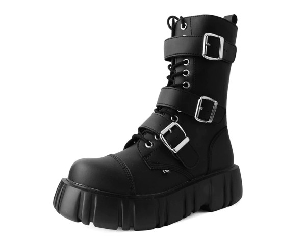 T2323 Black Vegan 3-Buckle Anarchic Airship Boots - Nuclear Waste