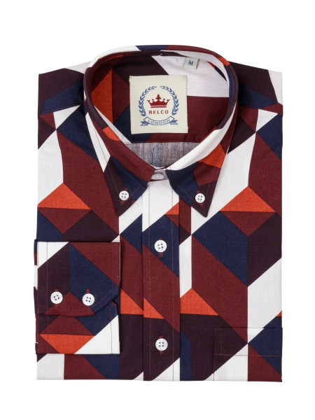 Men's 60s Retro Pattern Button-Up Shirt - Nuclear Waste