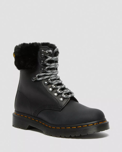 Dr Martens 1460 Serena Collar Faux Fur Lined Lace Up Boots - Nuclear Waste