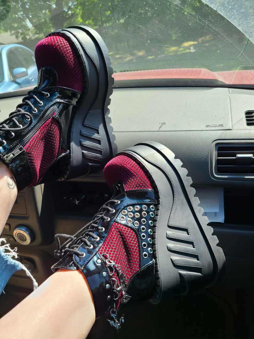 Deathrock Ankle Platform Boots with Dangling Charms