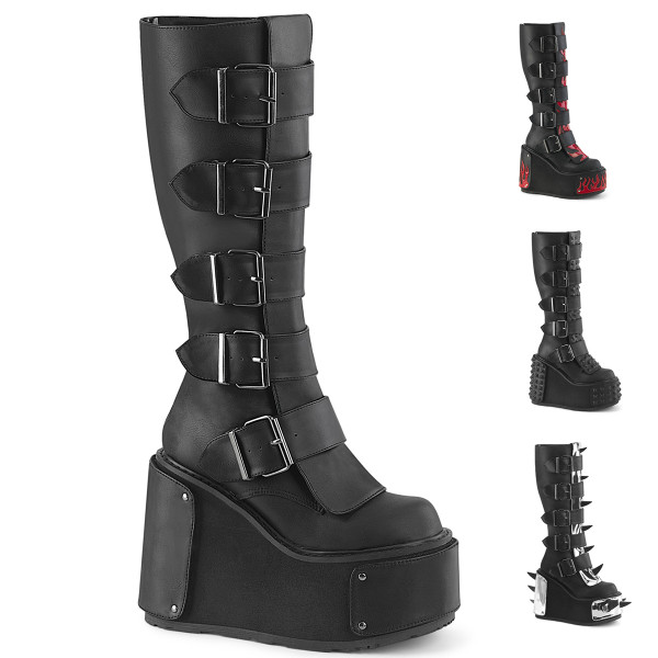 Wedge Platform Lace-Up Knee High Boot with Interchangeable Panels ...