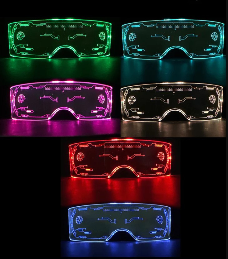 Robocop Style Cyclone Clear Eyeglasses with Lights